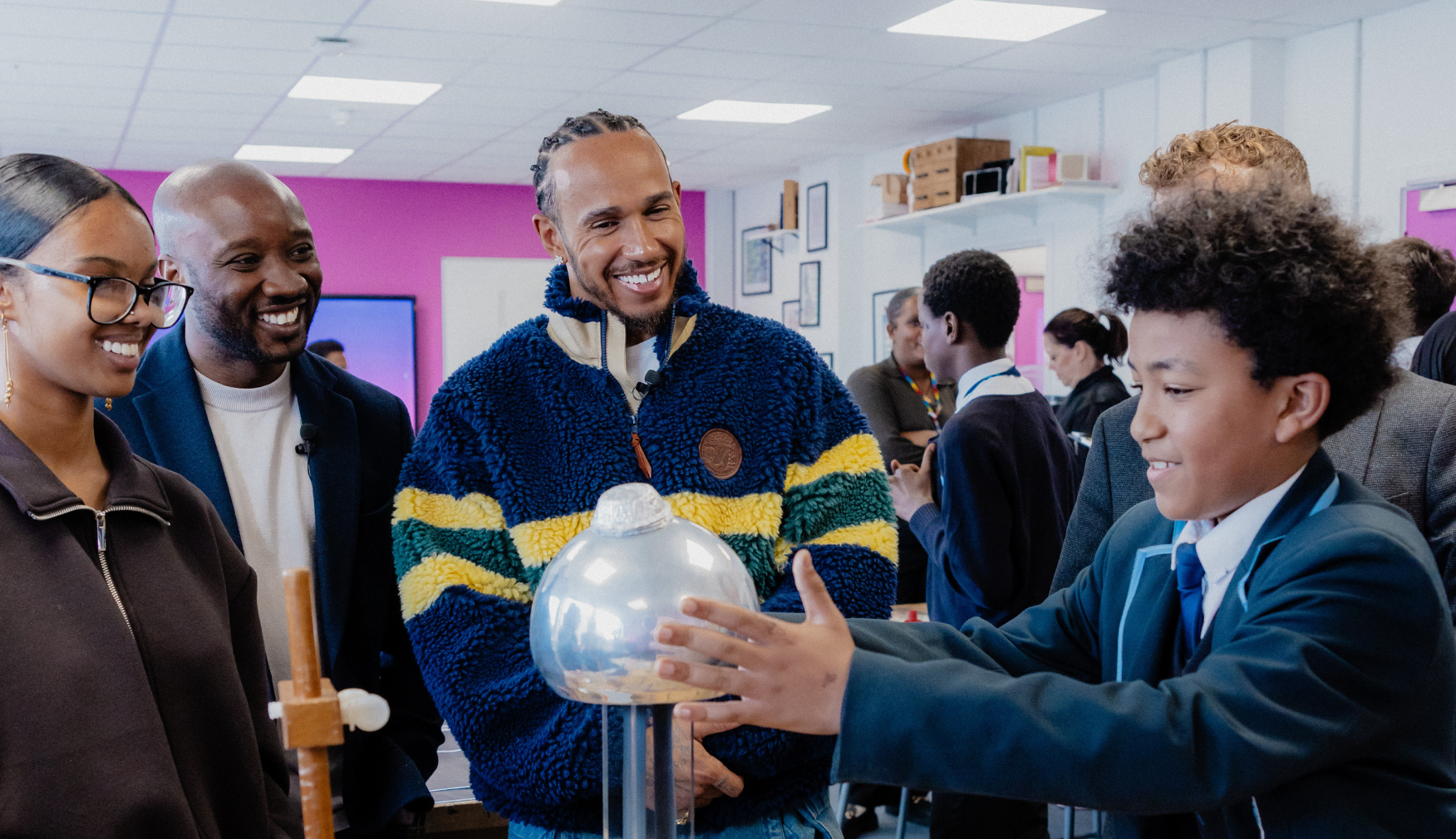 Sir Lewis Hamilton visits London school - Mission 44